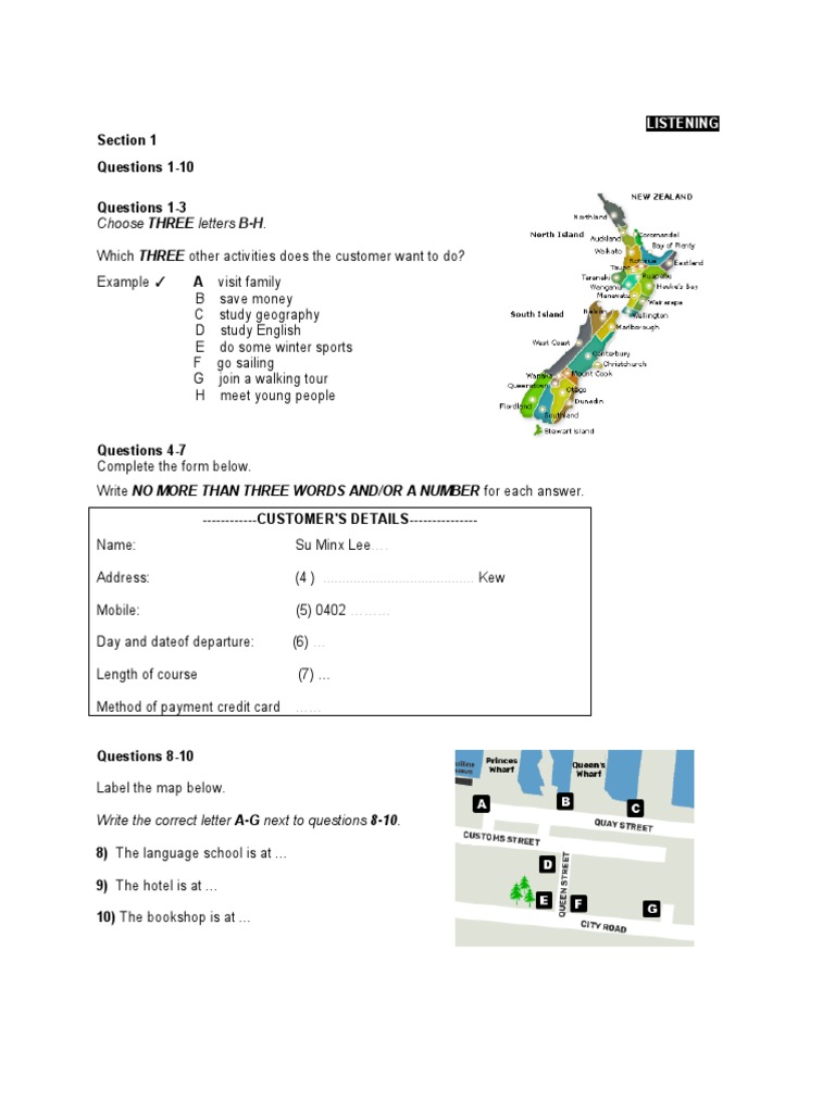 Section 1 Questions 1-10 Questions 1-3: Choose THREE Letters | PDF ...