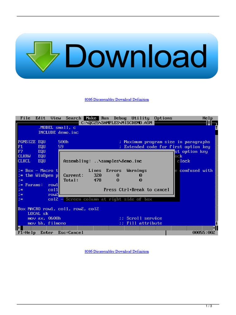 8086 Disassembler Download Definition PDF | PDF | Assembly Language | Source Code