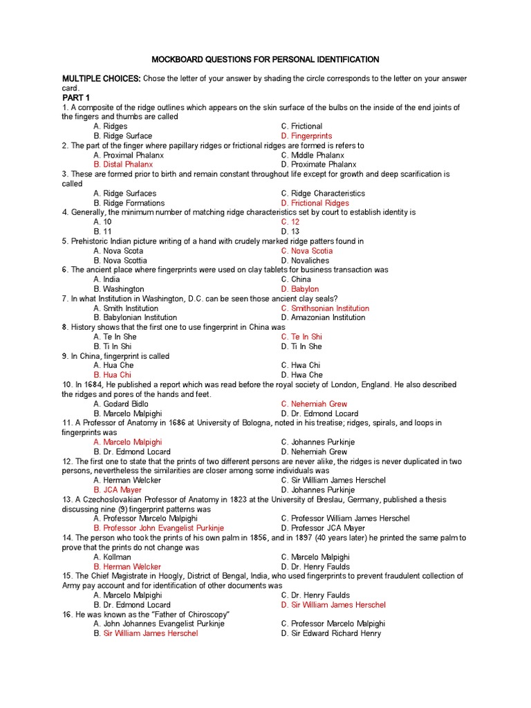 Mockboard Questions For Personal Identification | PDF | Fingerprint ...