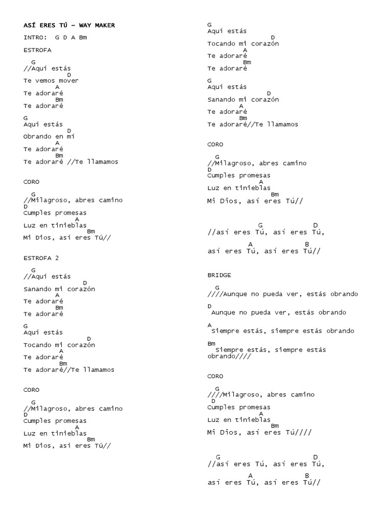 Asi Eres Tu - Way Maker | PDF