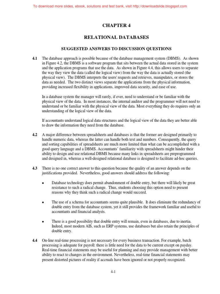 Relational Databases: Suggested Answers To Discussion Questions | PDF ...
