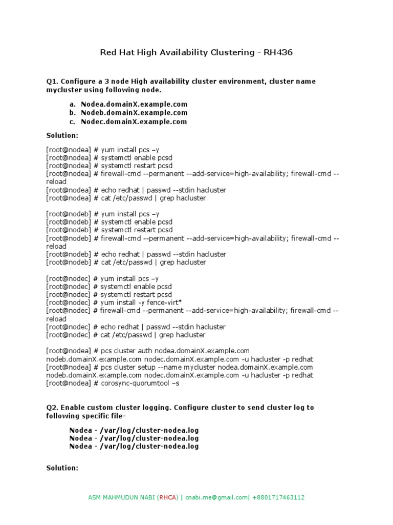 Red Hat High Availability Clustering PDF | PDF | Computer Cluster | Red Hat