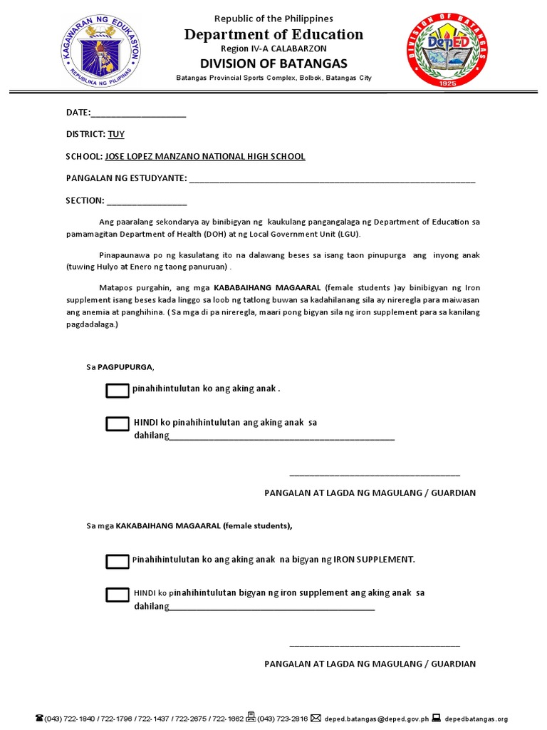 Consent Form Deworming and Wifa - 2 | PDF