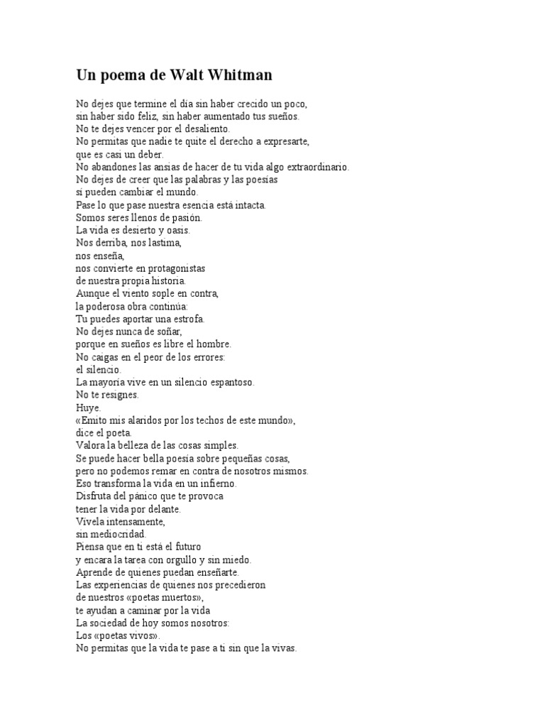 No Te Detengas - Walt Whitman | PDF