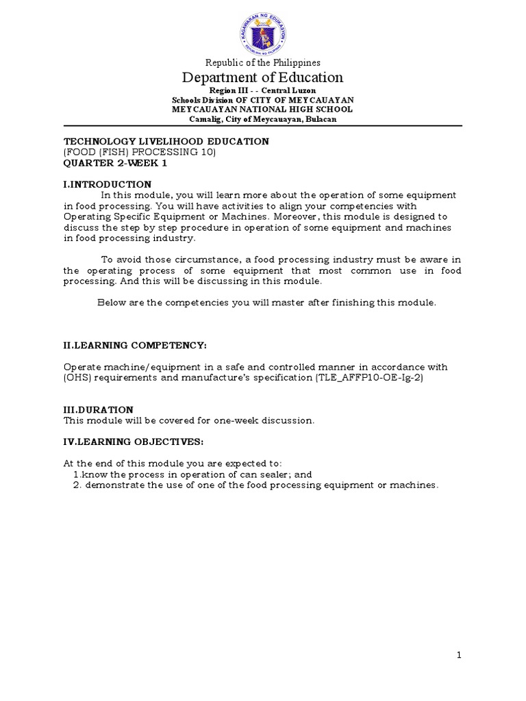 Module-Food Processing10 (Week 7) Q1-A4 | PDF | Kitchen Stove ...