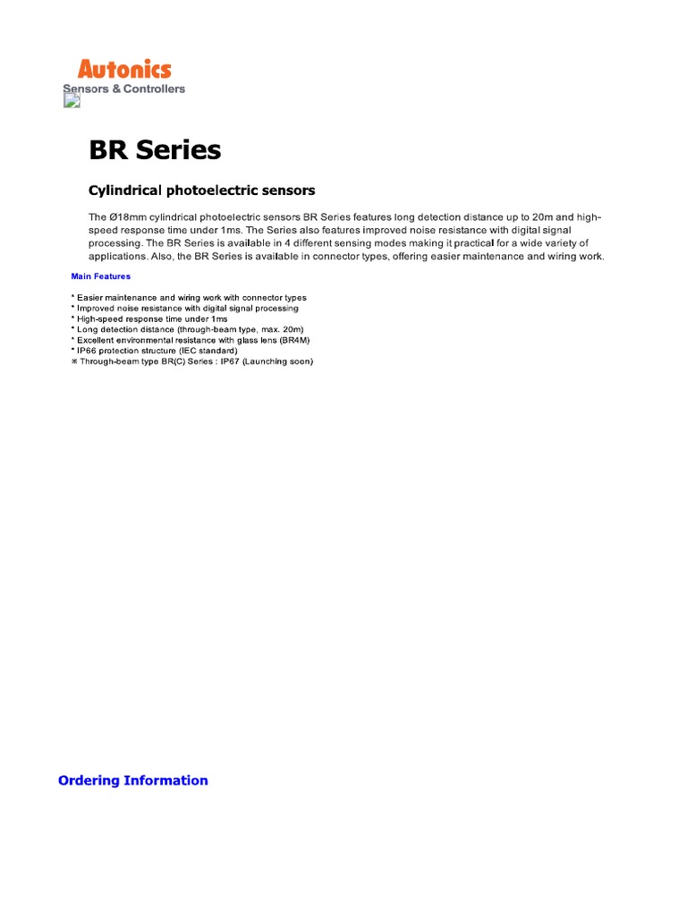 Photoelectric Sensors Autonics DR100 DDT | PDF