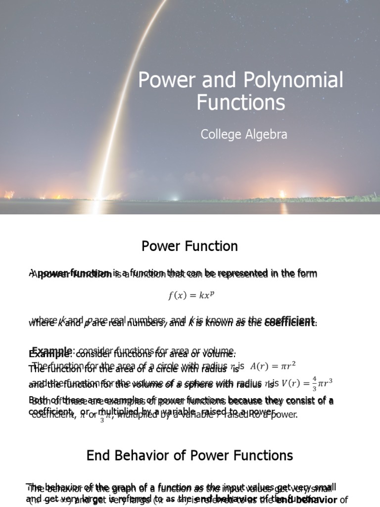 Power and Polynomial Functions: College Algebra | PDF | Factorization ...