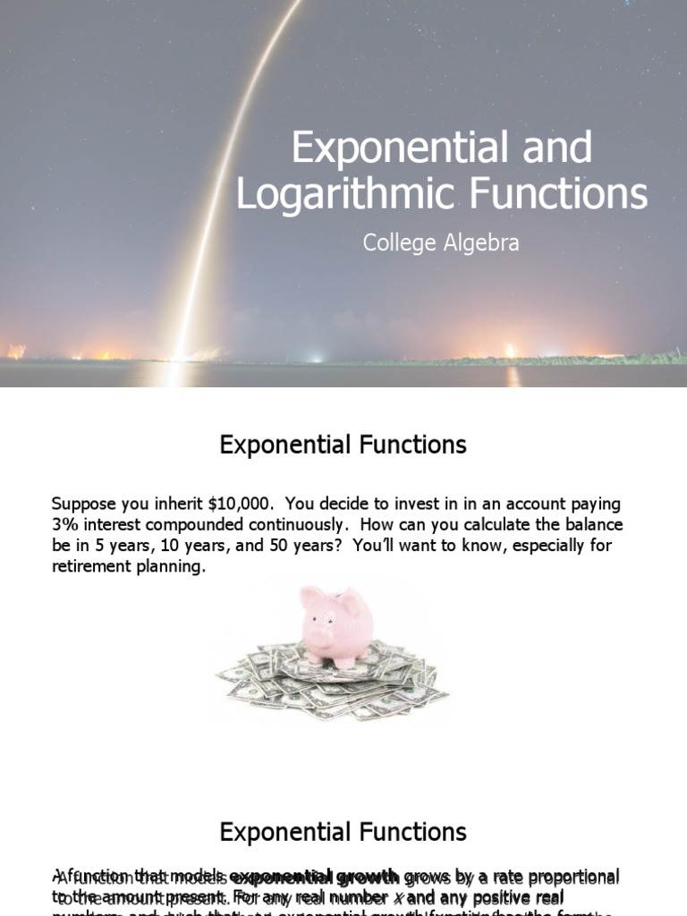 Exponential and Logarithmic Functions: College Algebra | PDF ...