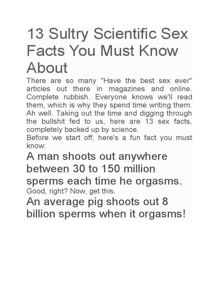 13 Scientific Sex Facts to Know | PDF | Sexual Arousal | Orgasm