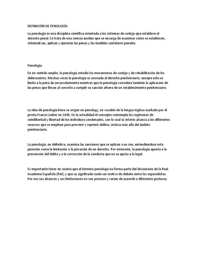 Penología: Estudio de Castigos Penales | PDF