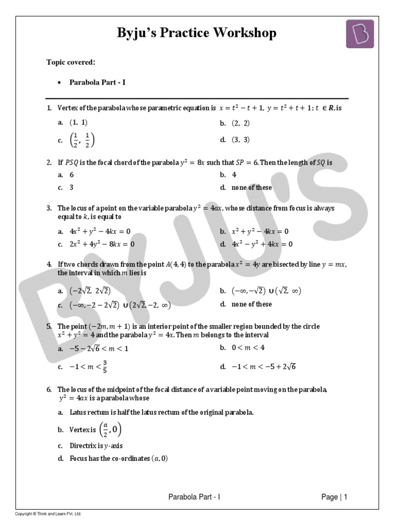 Parabola - Part 1 | PDF | Manifold | Geometry