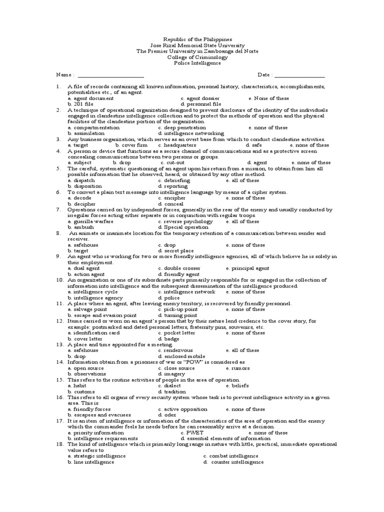 Police Intelligence | PDF | Counterintelligence | Espionage