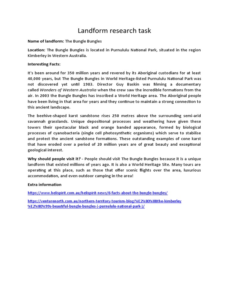 Landform Research Task: 'S-Beautiful-Bungle-Bungles - (-Purnululu ...