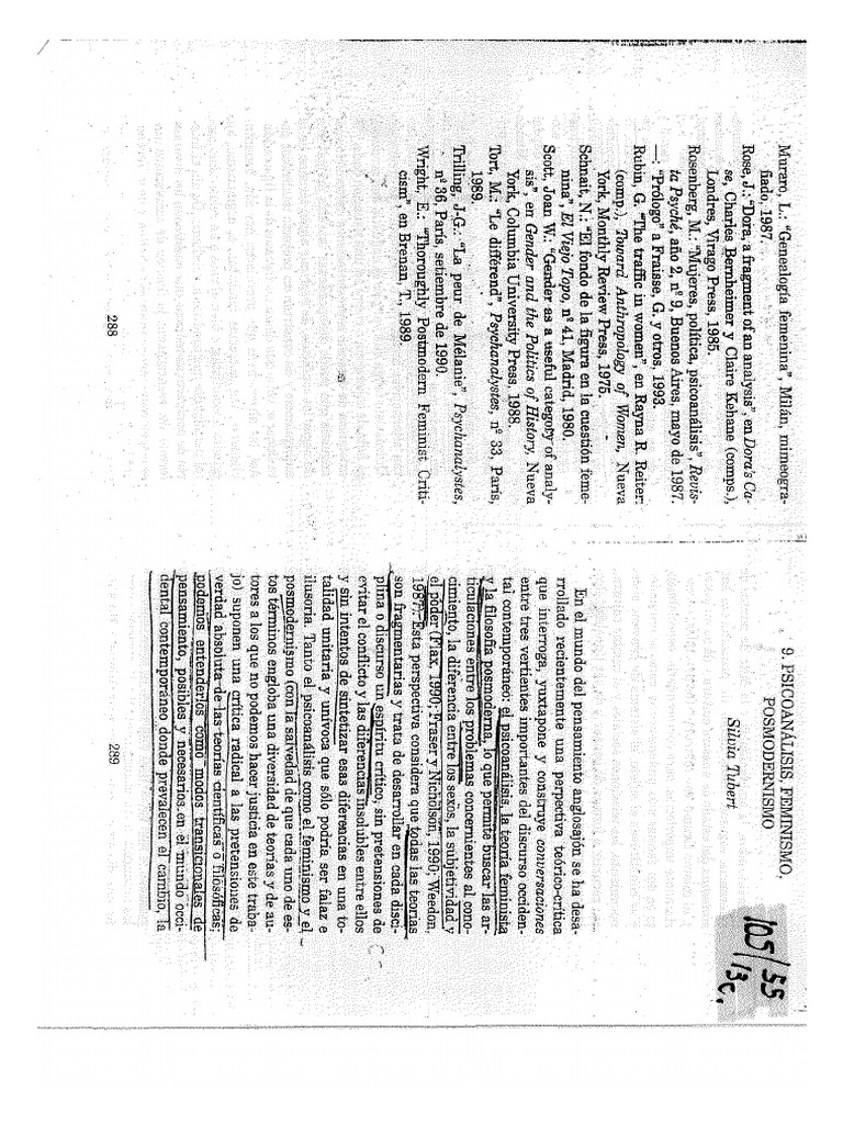 Tubert, Psicoanalisis, Feminismo Posmodernismo | PDF