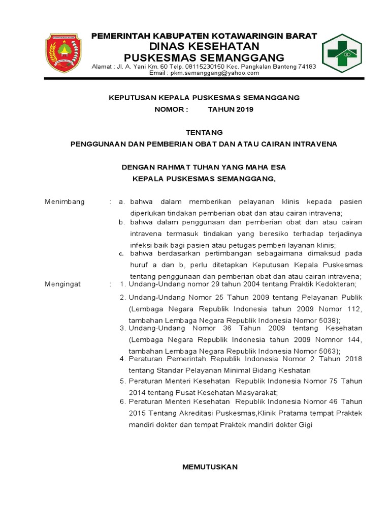 7.6.3.1 SK TENTANG PENGGUNAAN DAN PEMBERIAN OBAT DAN ATAU CAIRAN ...