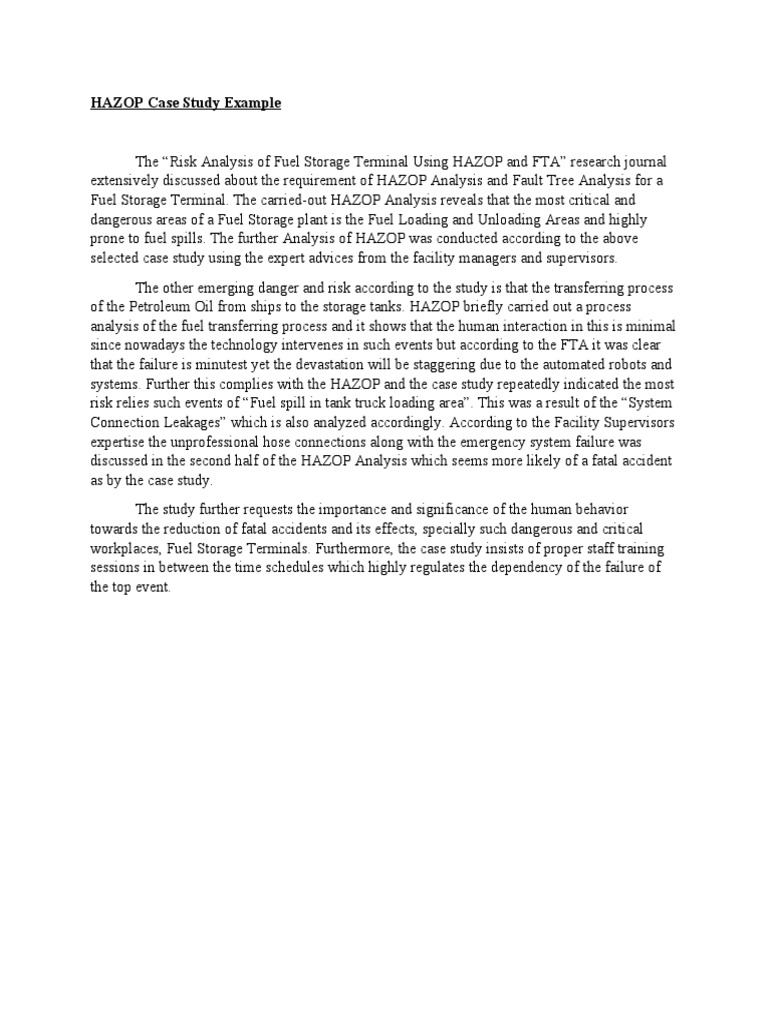 HAZOP Case Study Example | PDF | Risk Management | Risk
