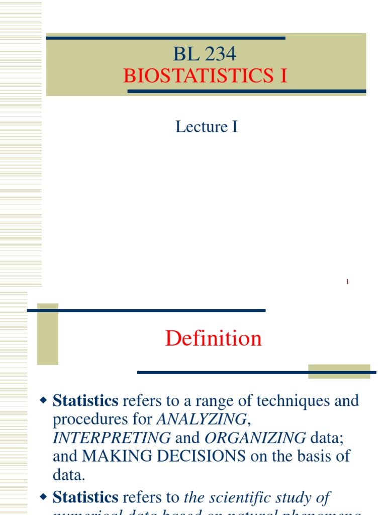 Biostatistics I | PDF | Level Of Measurement | Biostatistics