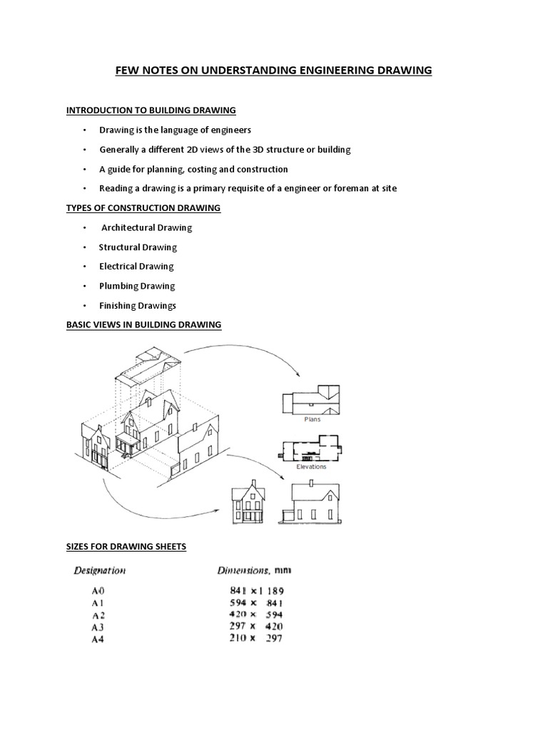 Hand Out On Understanding Engineering Drawing | PDF