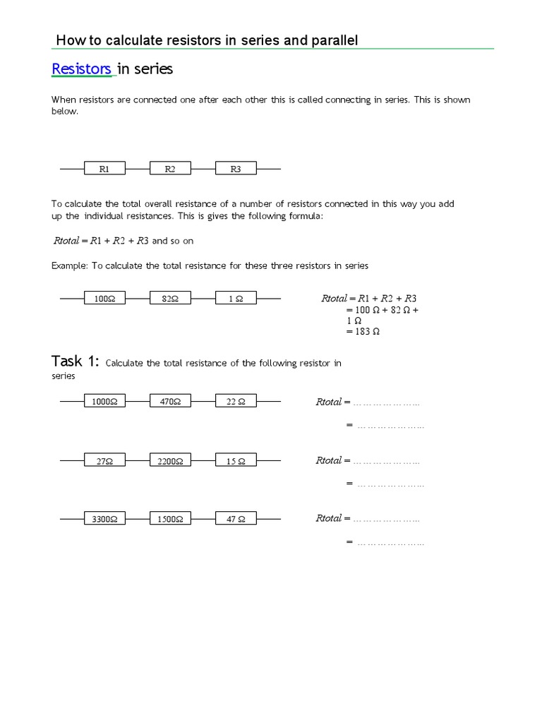 Calculate resistors in series and parallel | PDF | Series And Parallel ...