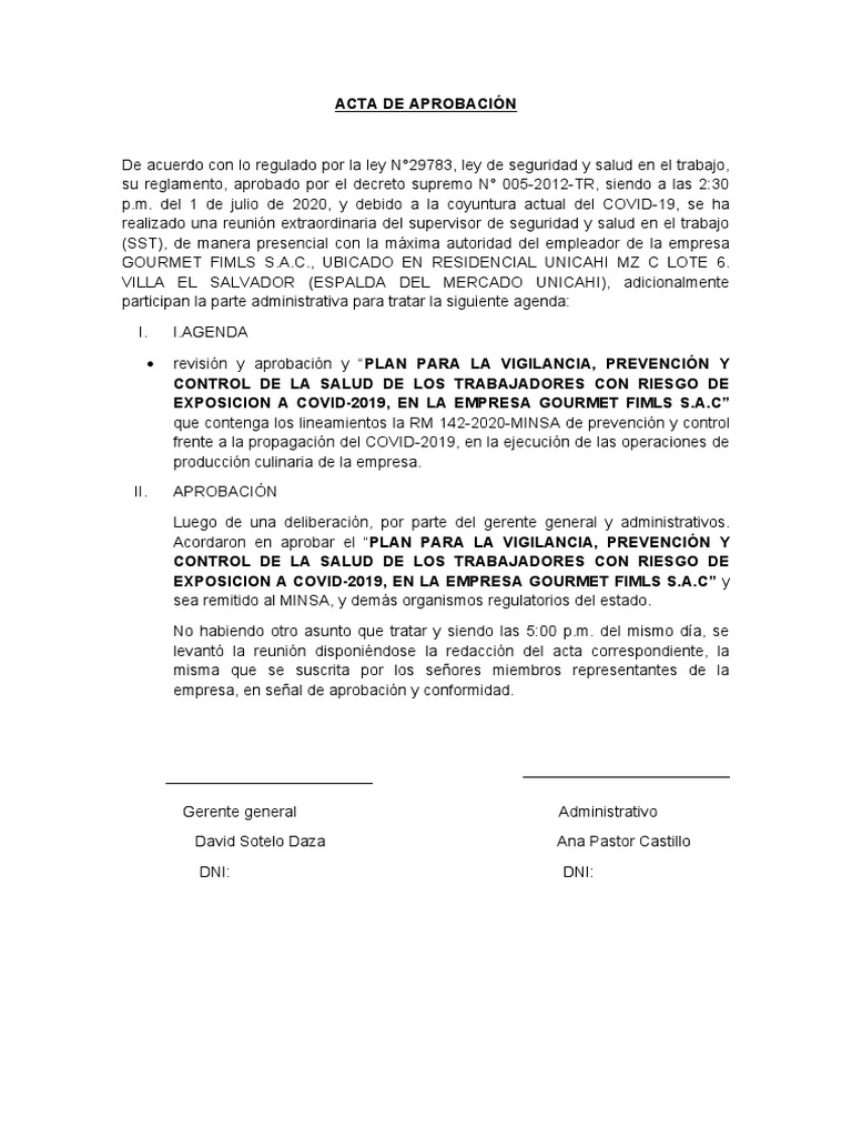 Acta de Aprobación | PDF