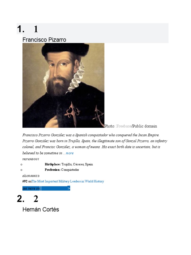 Francisco Pizarro: Photo: /public Domain | PDF | Conquistador ...