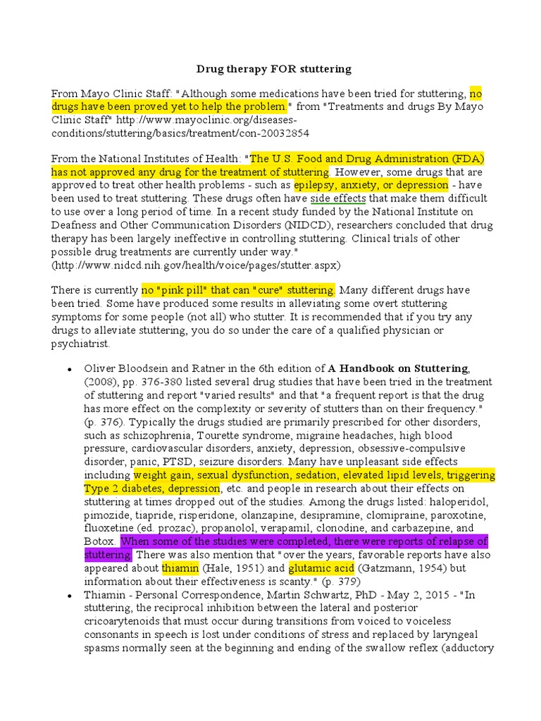 Drug Therapy FOR Stuttering | PDF | Antipsychotic | Stuttering