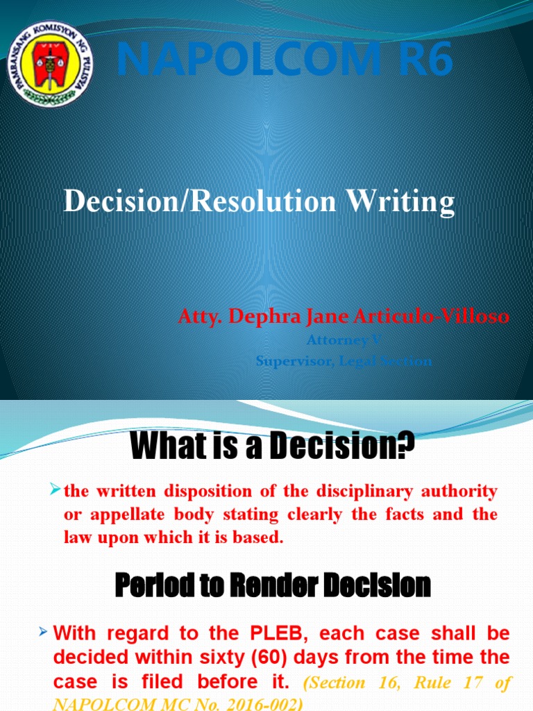 PLEB Decision and Resolution Guidelines | PDF | Judgment (Law ...