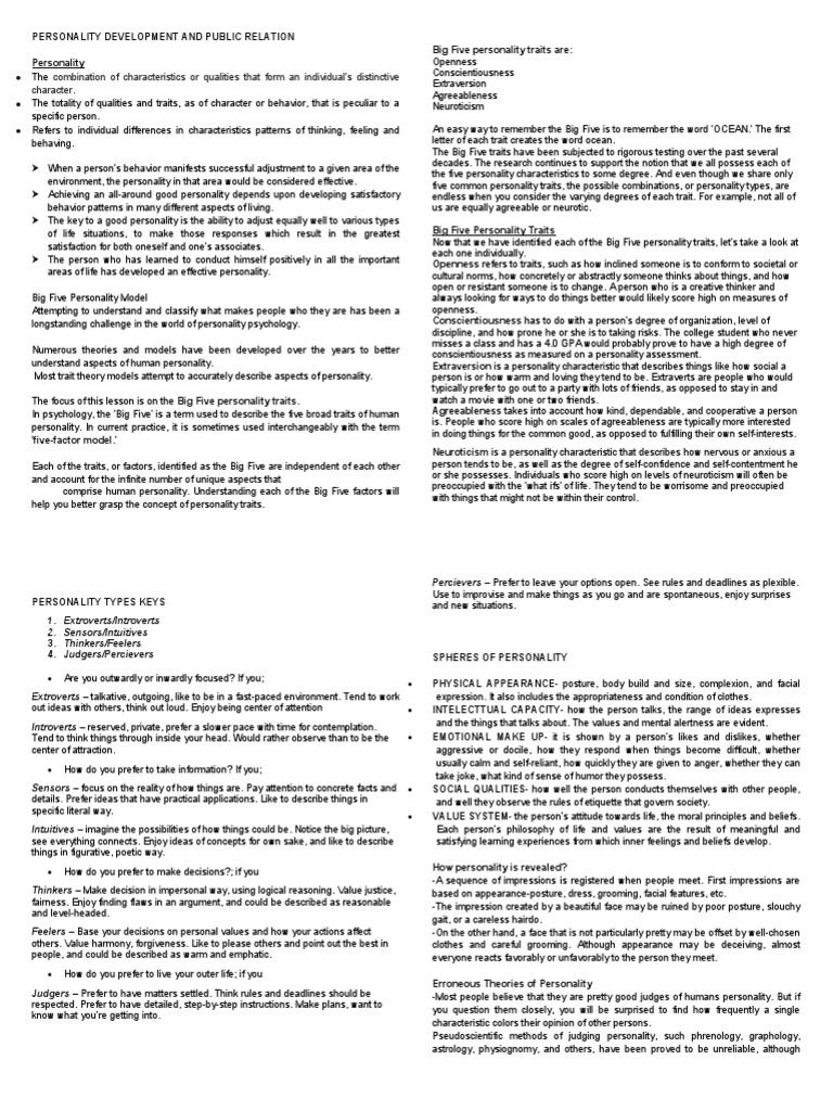 Combination of Characteristics or Qualities That Form An Individual's ...