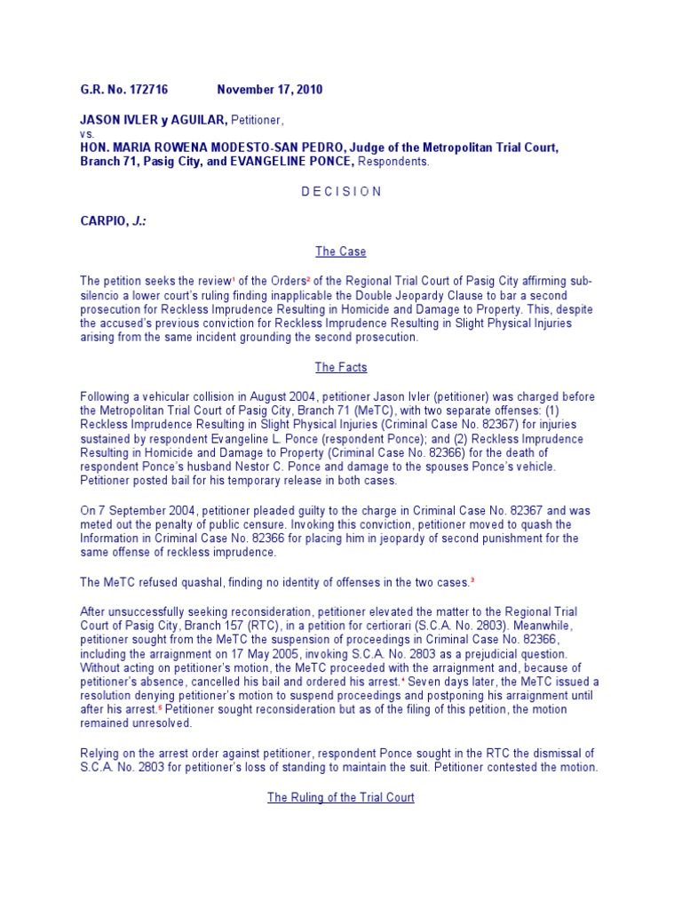 Jason Ivler Case | PDF | Double Jeopardy Clause | Double Jeopardy
