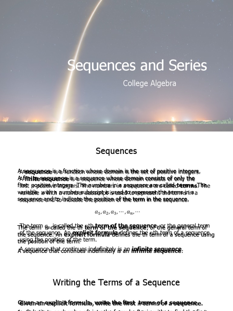Sequences and Series: College Algebra | PDF | Summation | Sequence