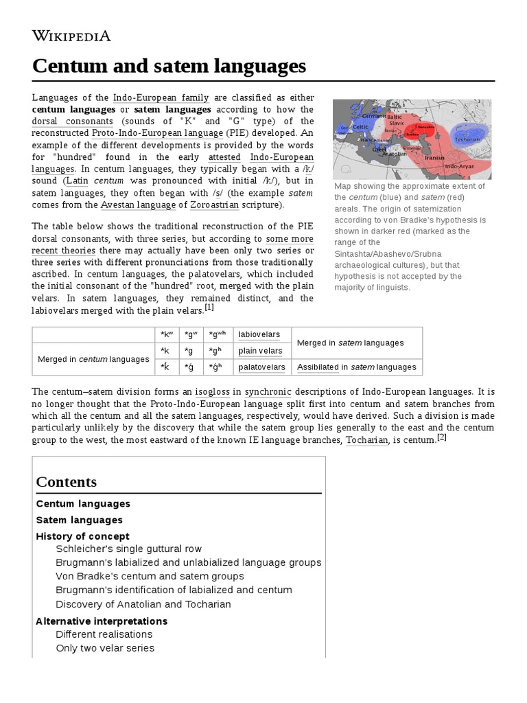 Centum Languages or Satem Languages According To How The | PDF | Human ...