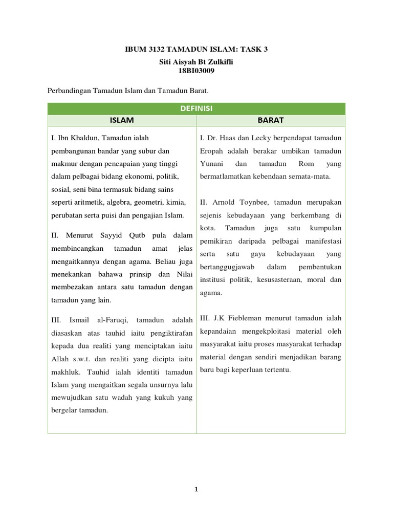Perbandingan Tamadun Islam Dan Tamadun Barat | PDF