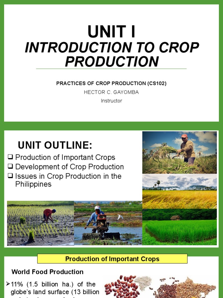 Introduction To Crop Production: Unit I | PDF | Environmental ...