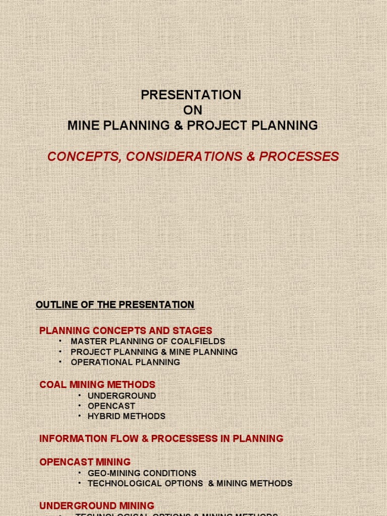 Presentation ON Mine Planning & Project Planning: Concepts ...