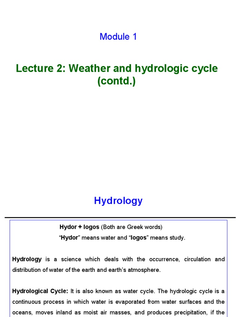 Lecture 2: Weather and Hydrologic Cycle (Contd.) | PDF | Sky | Meteorology