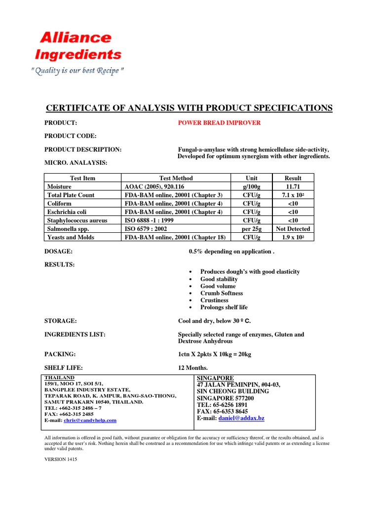 Coa Bread Improver | PDF | Business | Nature