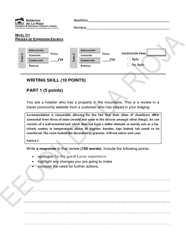 C1 Writing Exam: Response Tasks | PDF