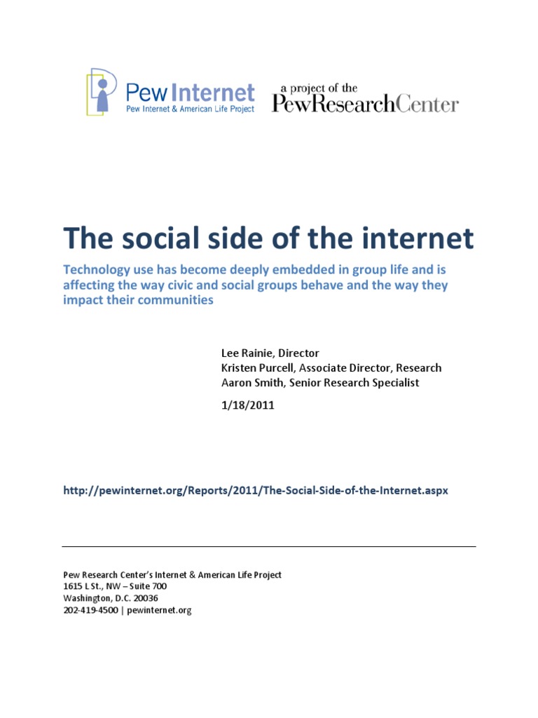 Pew Internet Project: The Social Side of The Internet | PDF