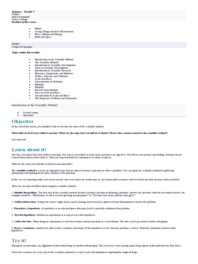 Science - Grade 7 | PDF | Solution | Concentration