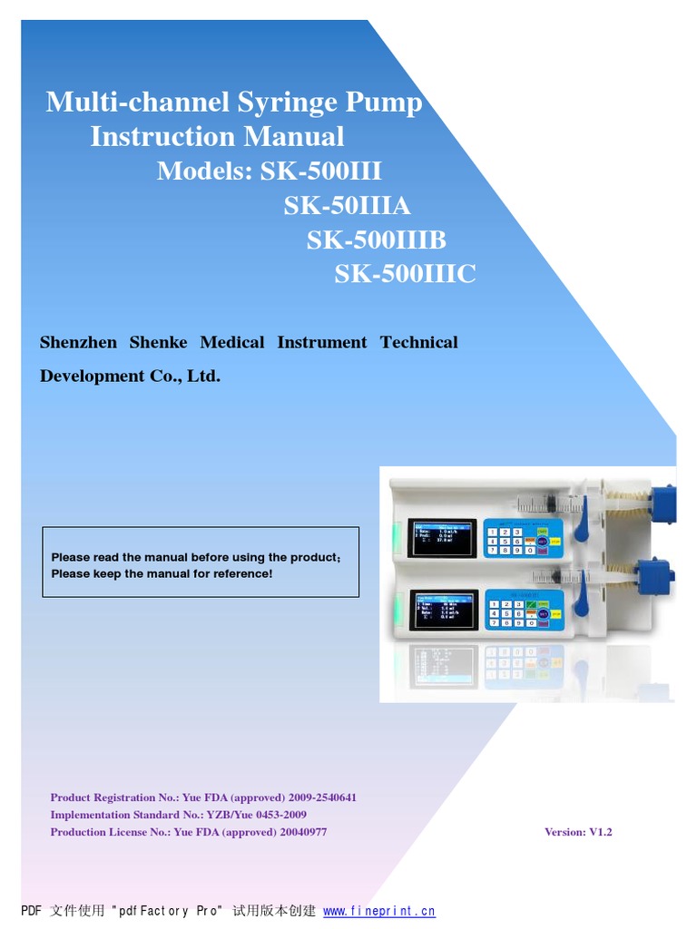 SK-500III Multi Channel Syringe Pump Instruction Manual | PDF | Menu ...