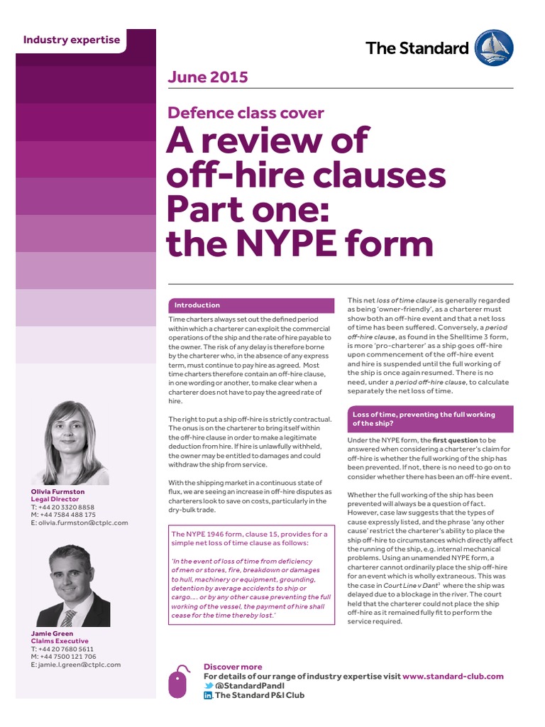NYPE 1946 Off-Hire Clause Analysis | PDF | Ships | Piracy