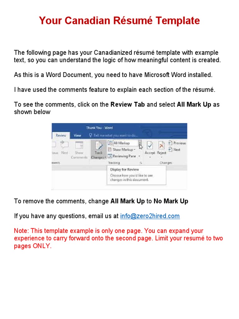 Your Canadian Résumé Template: Experience To Carry Forward Onto The ...