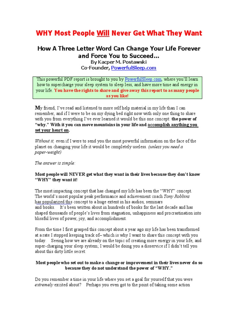 WHY Most People Will Never Get What They Want PDF | PDF | Reason ...