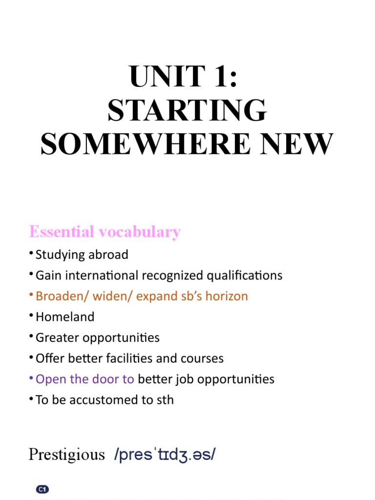 Unit 1: Starting Somewhere New | Download Free PDF | International ...