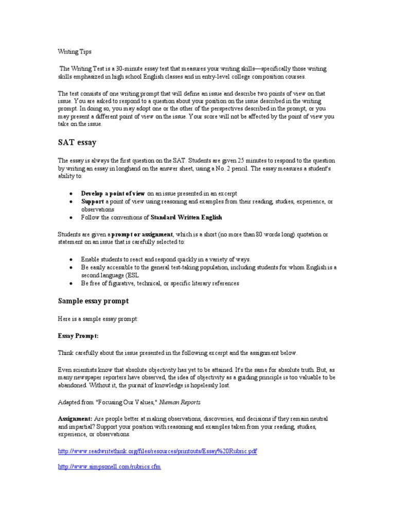SAT Essay Writing and Rubrics Guide | PDF | Rubric (Academic) | Sat