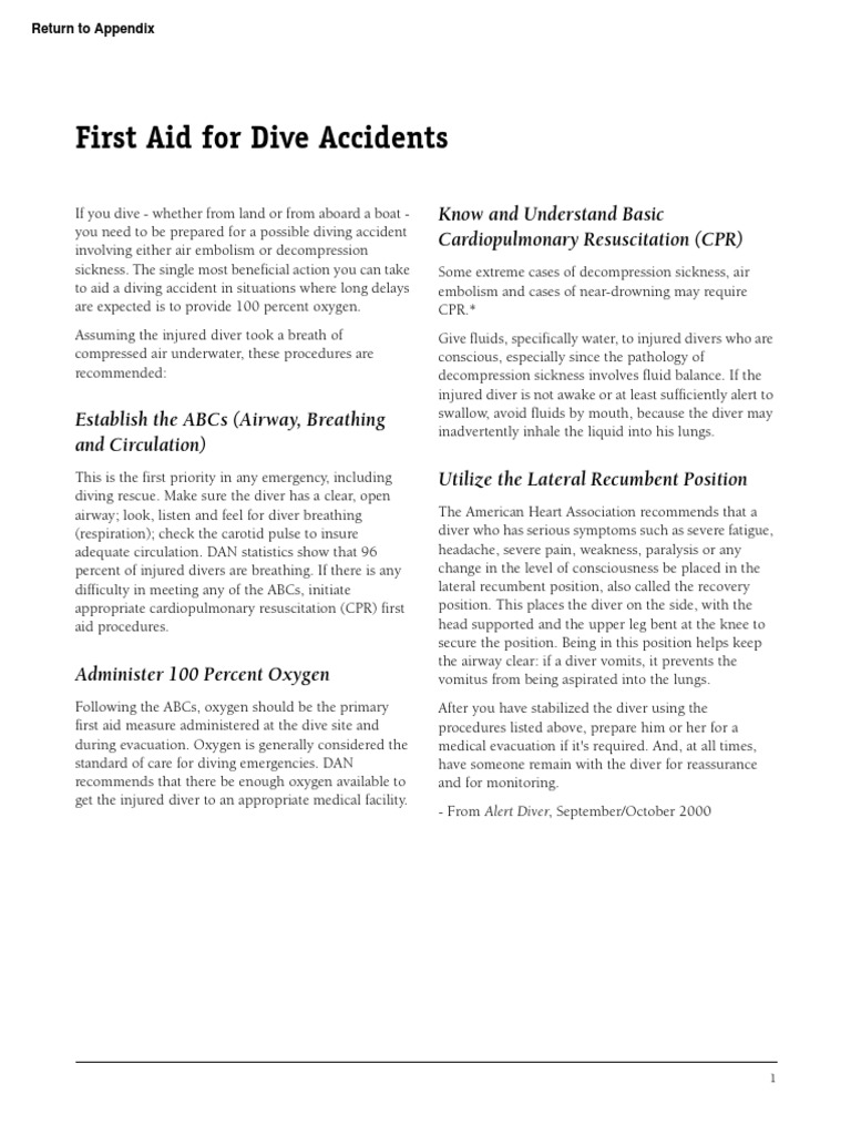 First Aid For Dive Accidents: Know and Understand Basic Cardiopulmonary ...