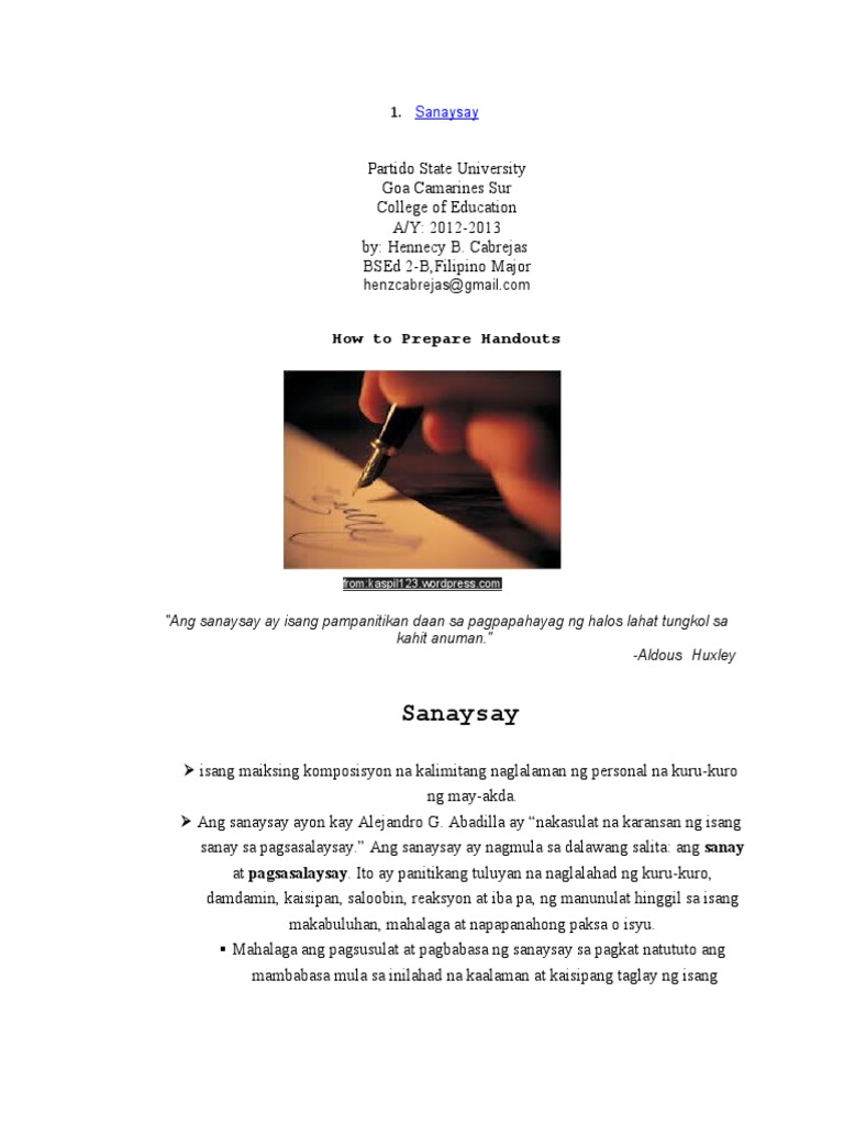 Sanaysay 2 | PDF