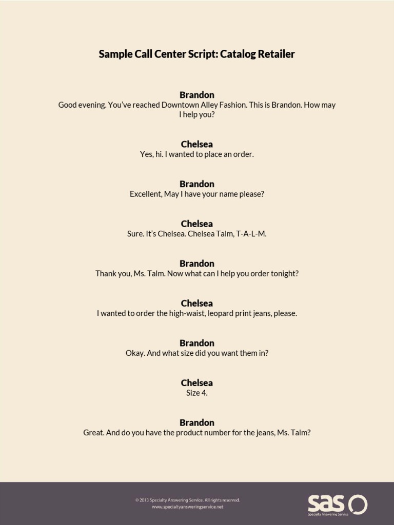 Sample Call Center Script Catalog Retailers | PDF | Business