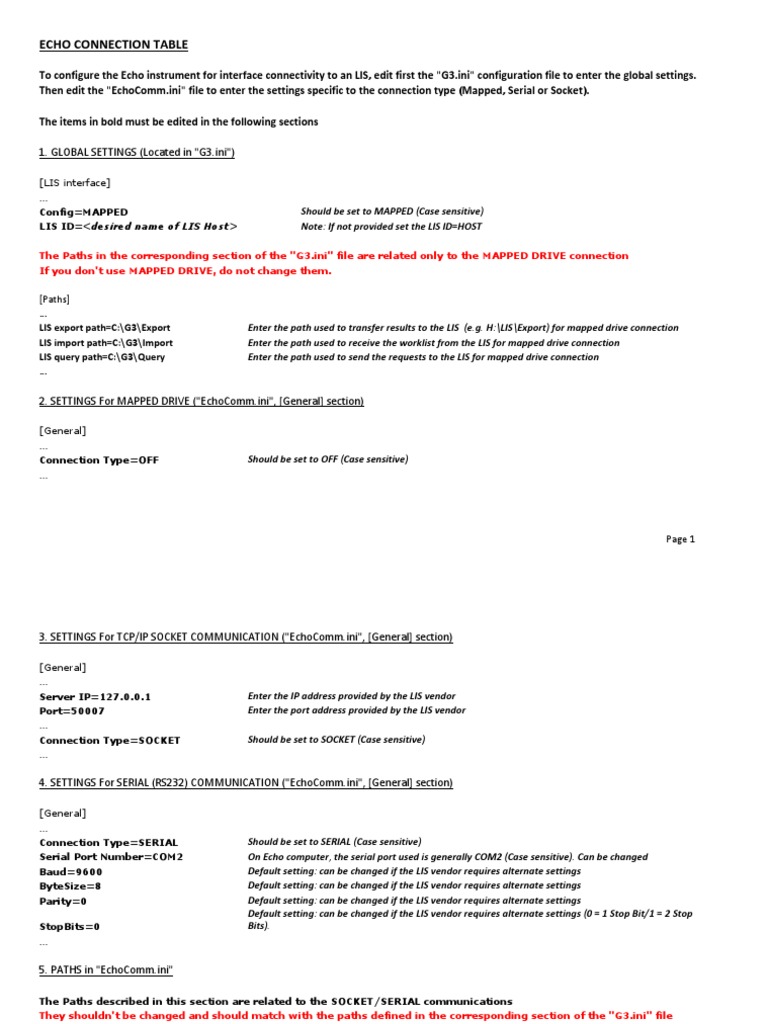 Echo LIS Connection Table | PDF | Network Socket | Port (Computer ...