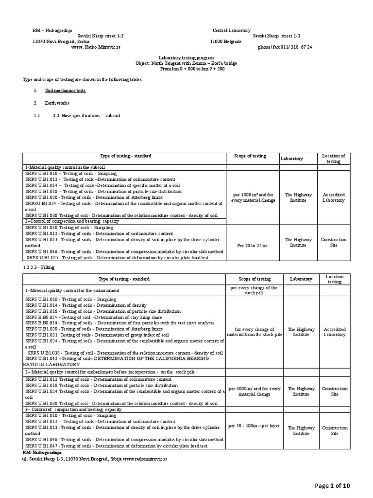 Program Ispitivanja Zeljko-Eng | PDF | Soil | Asphalt